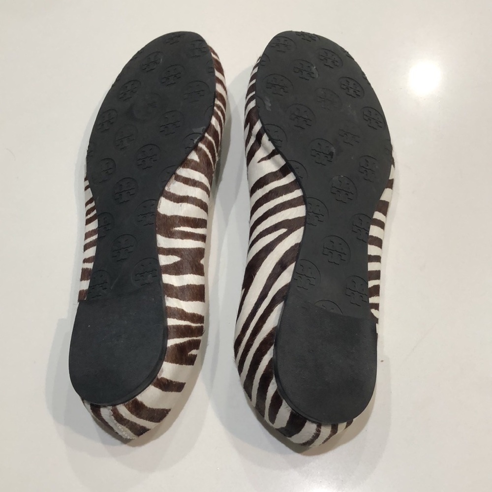 Tory Burch Zebra Print Leather Flats - Gem